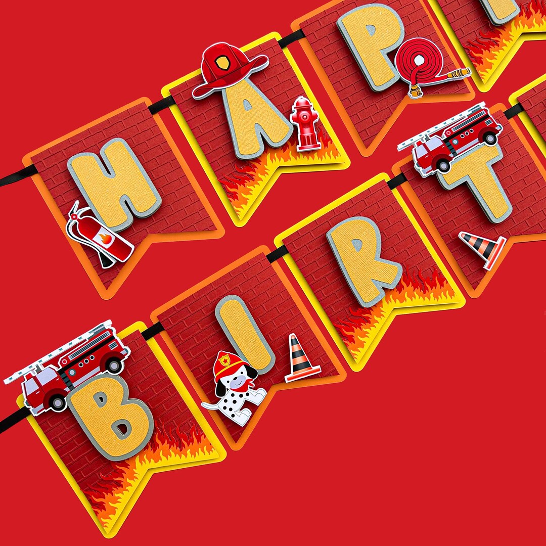 Fire Truck Birthday Banner, Fire Truck Party Decor, Firetruck Party ...