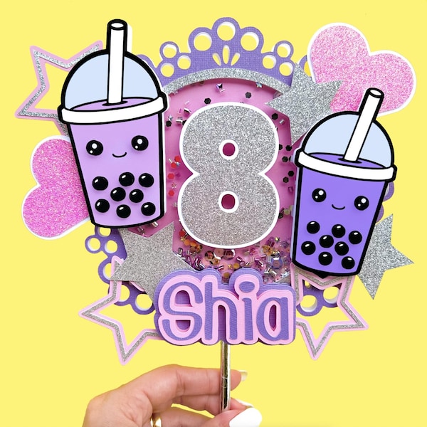 Boba Tea Cake Topper, Bubble Tea Cake Topper, Boba Cake Topper, Kawaii ...