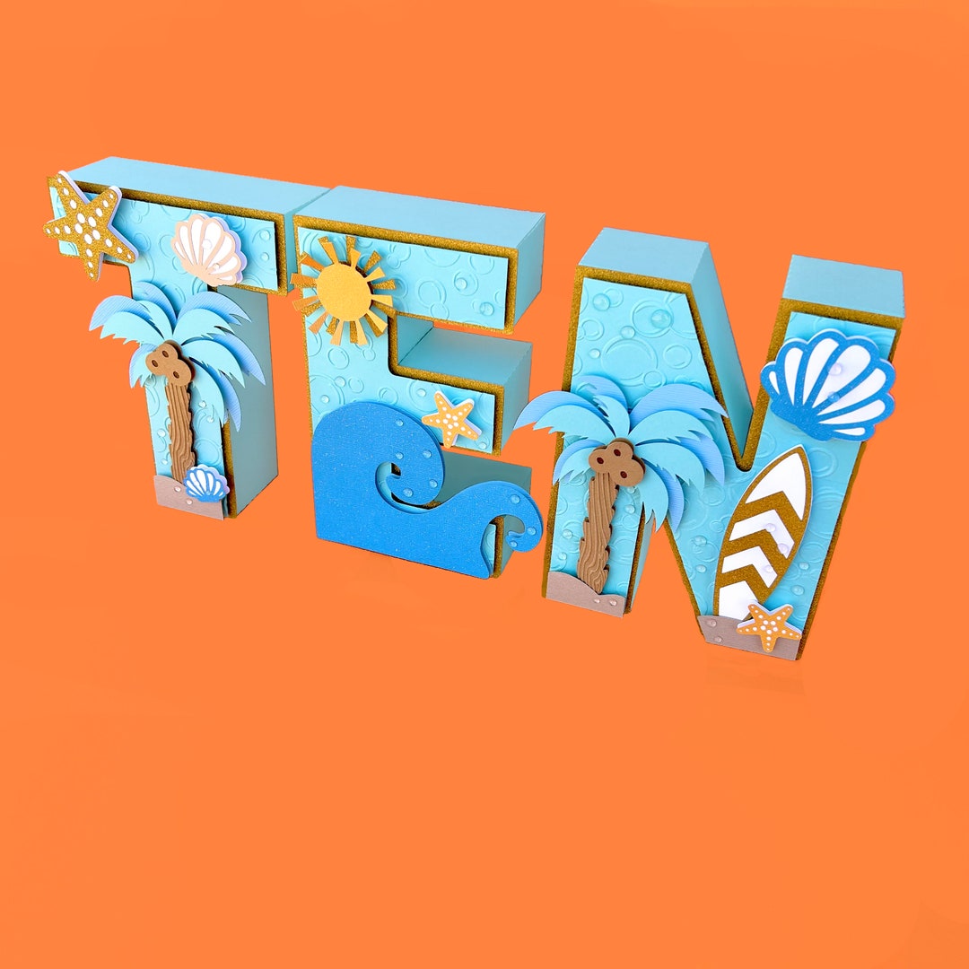 Surf 3D Letters, Surf Birthday Party, Surfs up Birthday Decor, Surfing ...