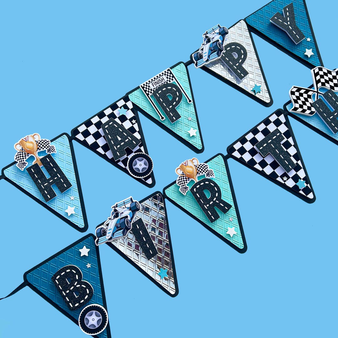 Racing Happy Birthday Banner, Car Theme Birthday, Racing Car Banner ...