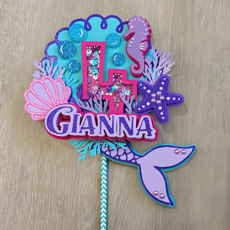 Mermaid Cake Topper Mermaid Tail Topper Under the Sea Cake - Etsy
