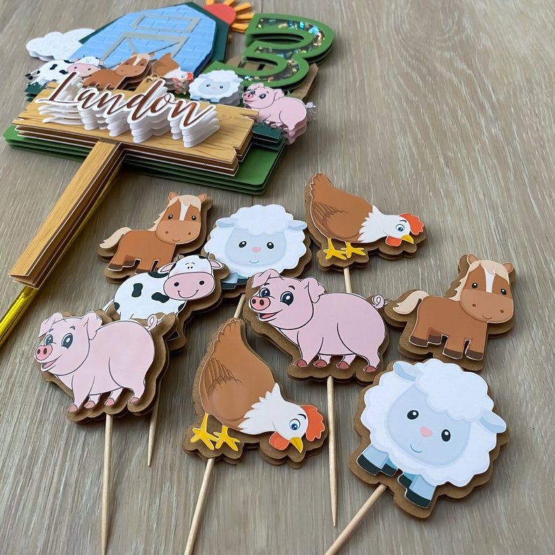 Farm Cake Topper Farm Birthday Decoration Farm Party Decor - Etsy