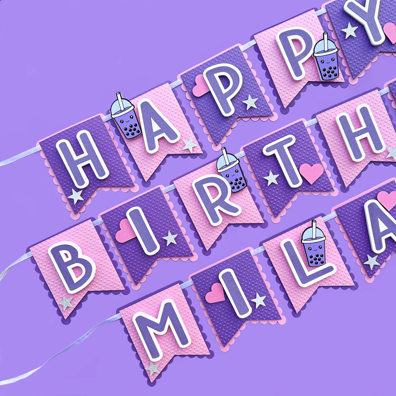 Boba Tea Party, Boba Tea Banner, Bubble Tea Birthday Banner, Bubble Tea ...