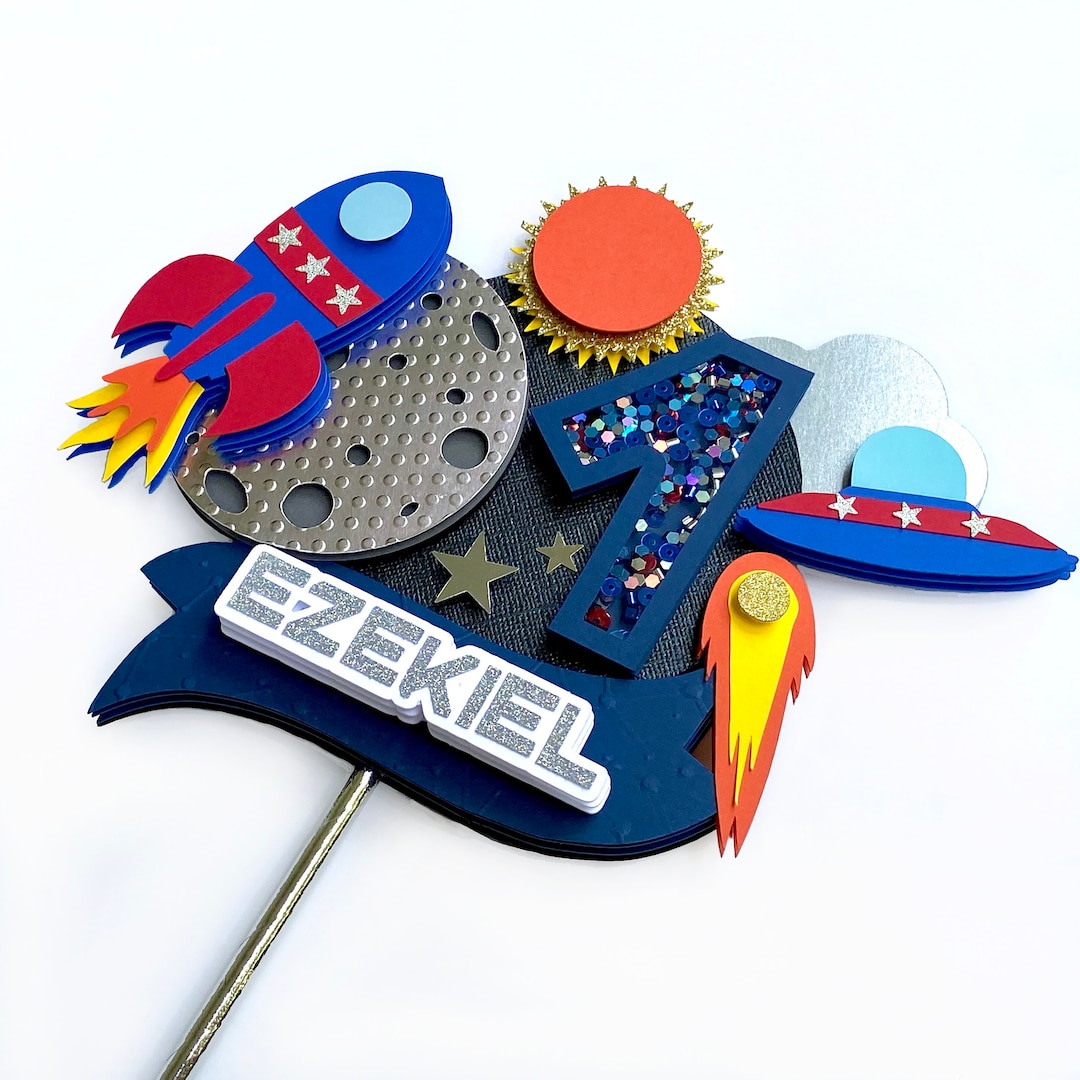 Space Cake Topper Space Birthday Party Outer Space Birthday - Etsy
