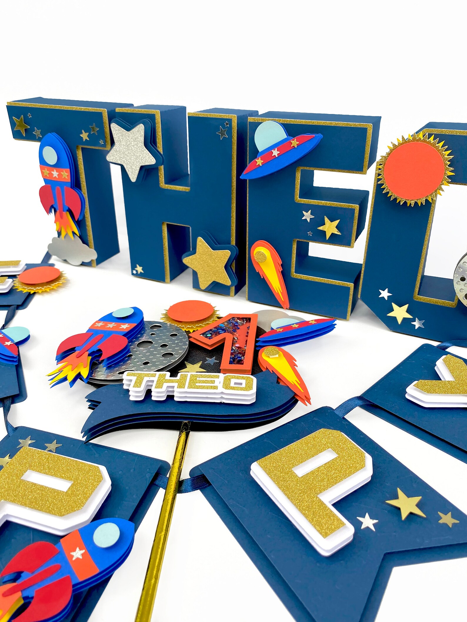 Space Cake Topper Space Birthday Party Outer Space Birthday - Etsy