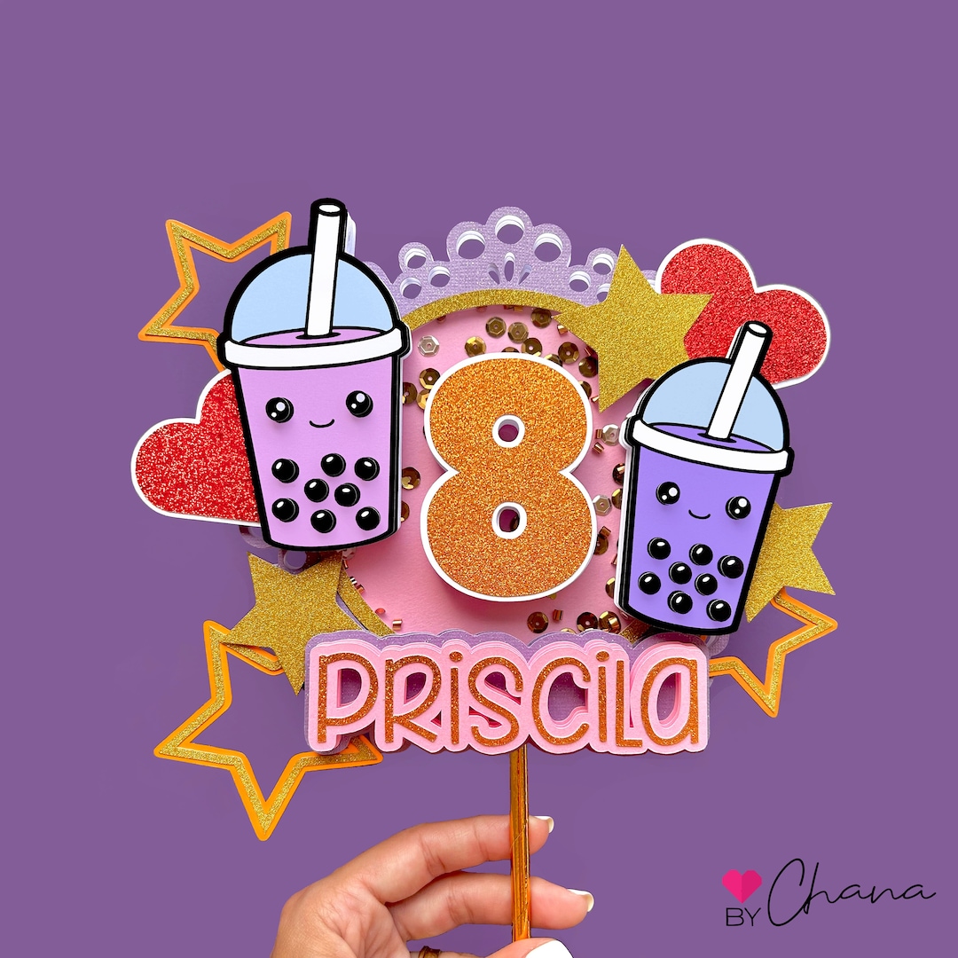 Boba Tea Cake Topper Bubble Tea Cake Topper Boba Cake - Etsy