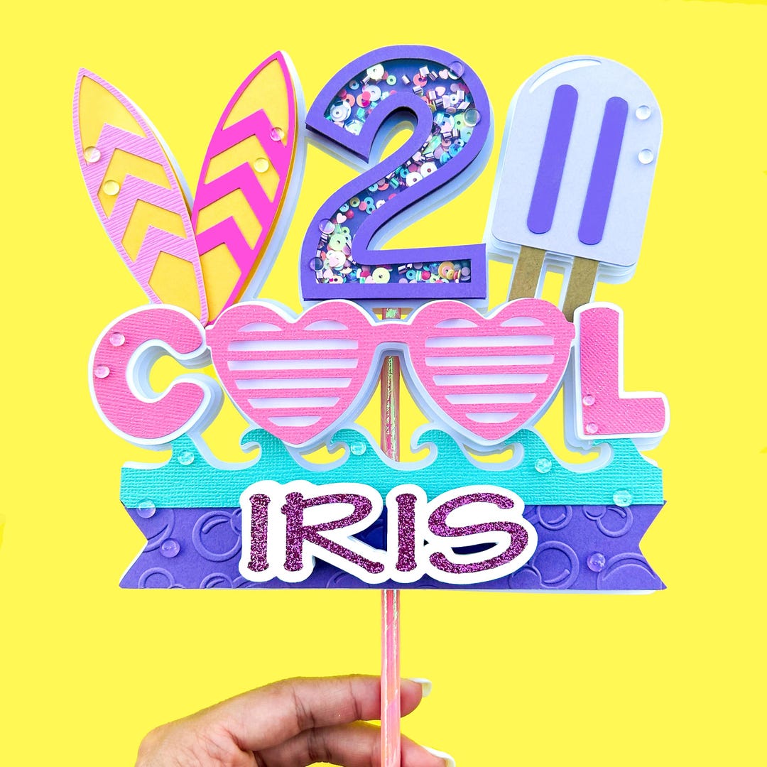 Two Cool Cake Topper, Two Cool Birthday Decor, Two Cool Pool Party ...