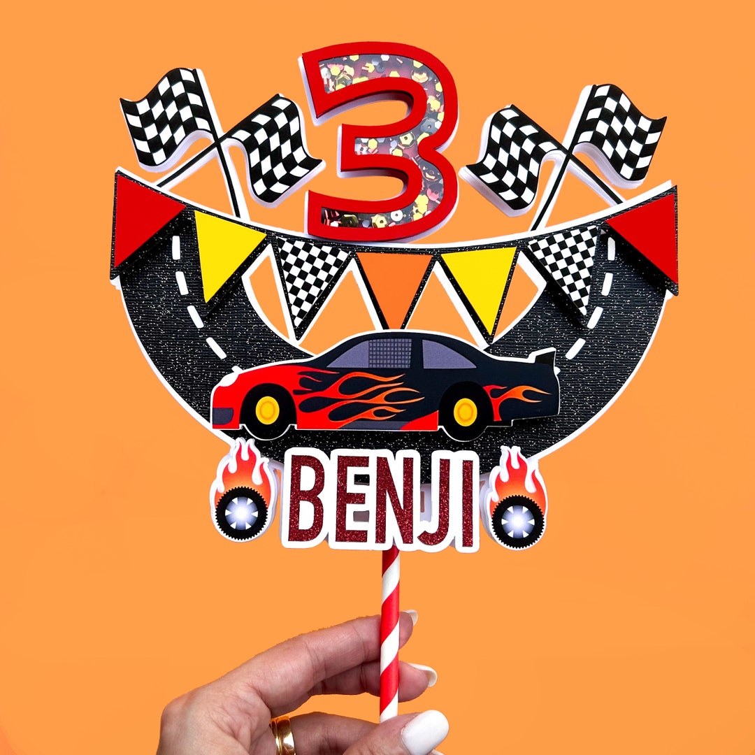 Can't Catch Me I'm Three Cake Topper, Racing Car Cake Topper, Race Car ...