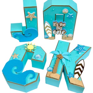Surf 3D Letters, Surf Birthday Party, Surfs up Birthday Decor, Surfing ...