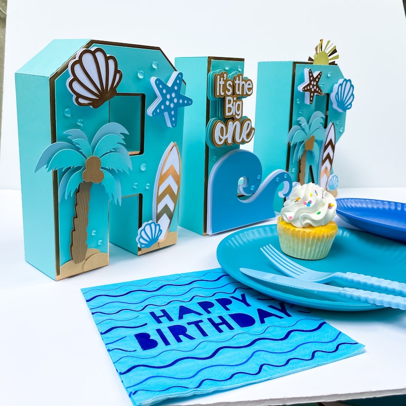 Surf 3D Letters, Surf Birthday Party, Surfs up Birthday Decor, Surfing ...