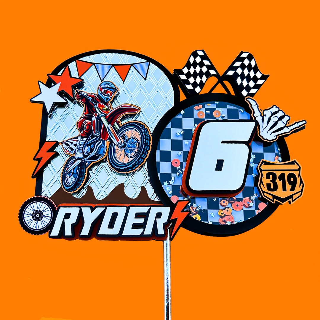 Motocross Cake Topper, Dirt Bike Cake Topper, Motocross Theme Party ...
