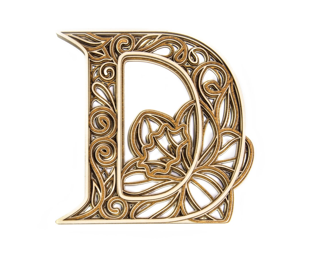 Layered Letter D Monogram D SVG EPS DXF Cdr Multilayered - Etsy
