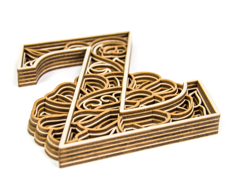 Layered Letter Z, Monogram Z, SVG, EPS, DXF, Cdr, Multilayered Floral ...