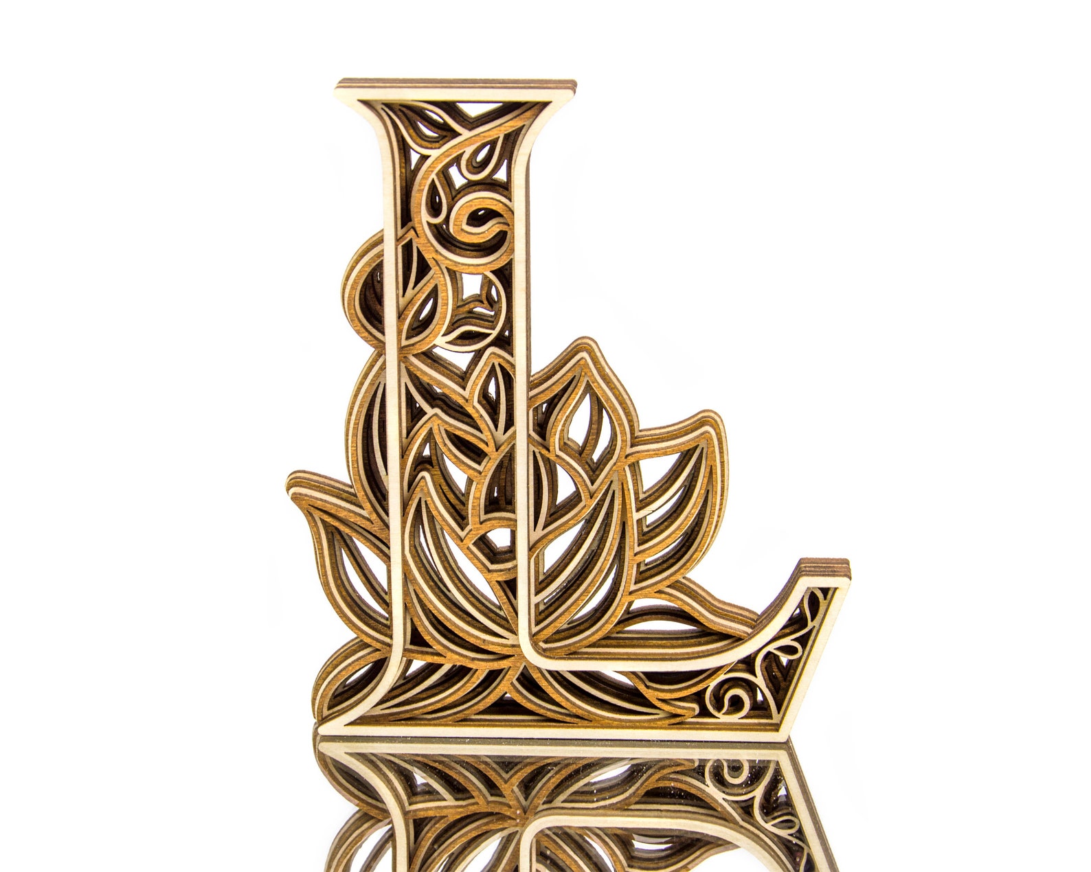 Layered Letter L, Monogram L, SVG, EPS, DXF, Cdr, Multilayered Floral ...