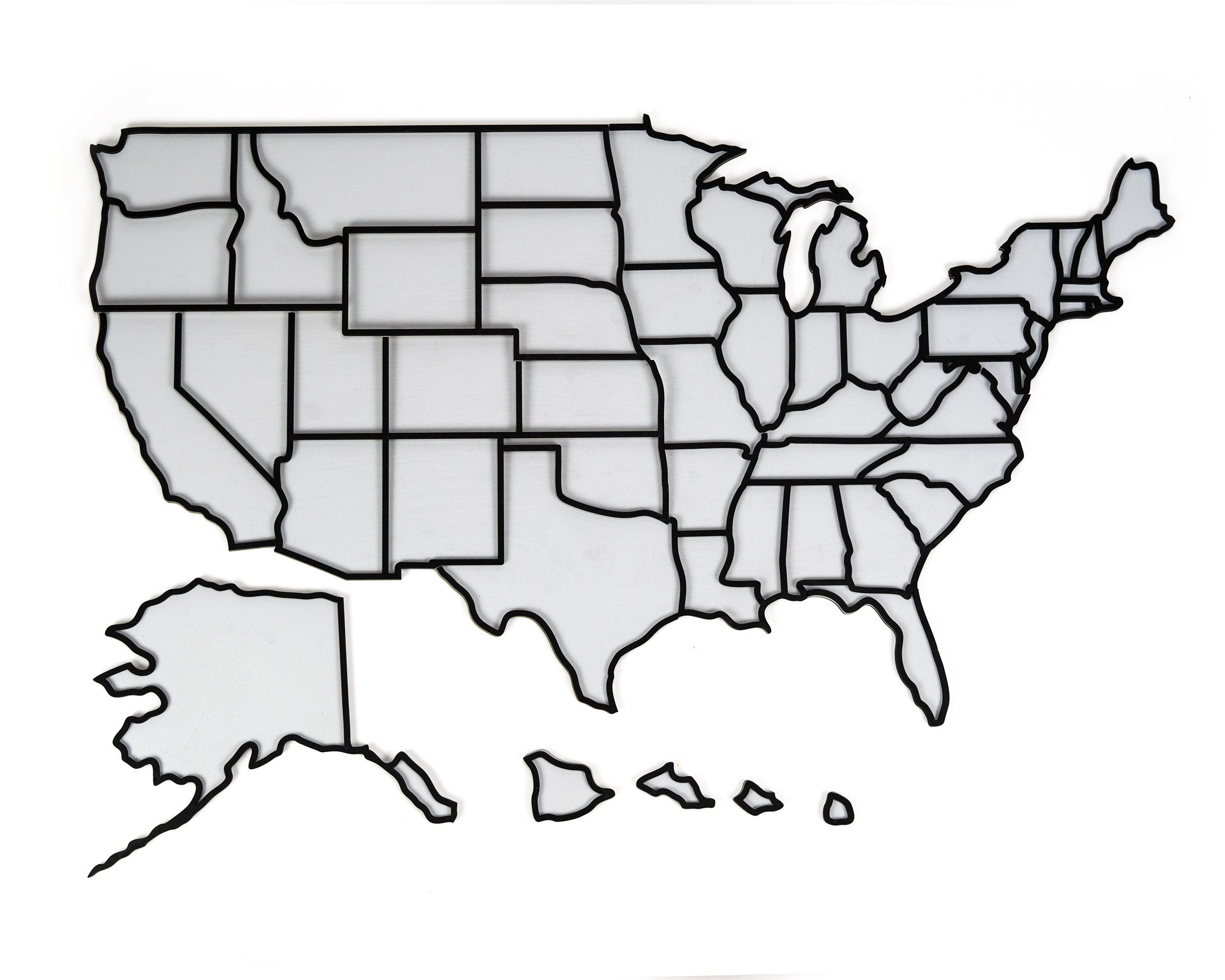 Map of USA Contour, Laser Cut File, 3 Layers, SVG, EPS, Dxf, Cdr, Pdf ...