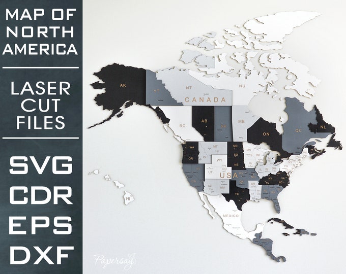 Map of the World 3D, Laser Cut File, SVG, EPS, DXF, Cdr, Pdf ...