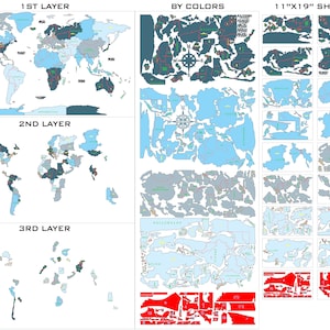 Map of the World 3D, Laser Cut File, SVG, EPS, DXF, Cdr, Pdf ...