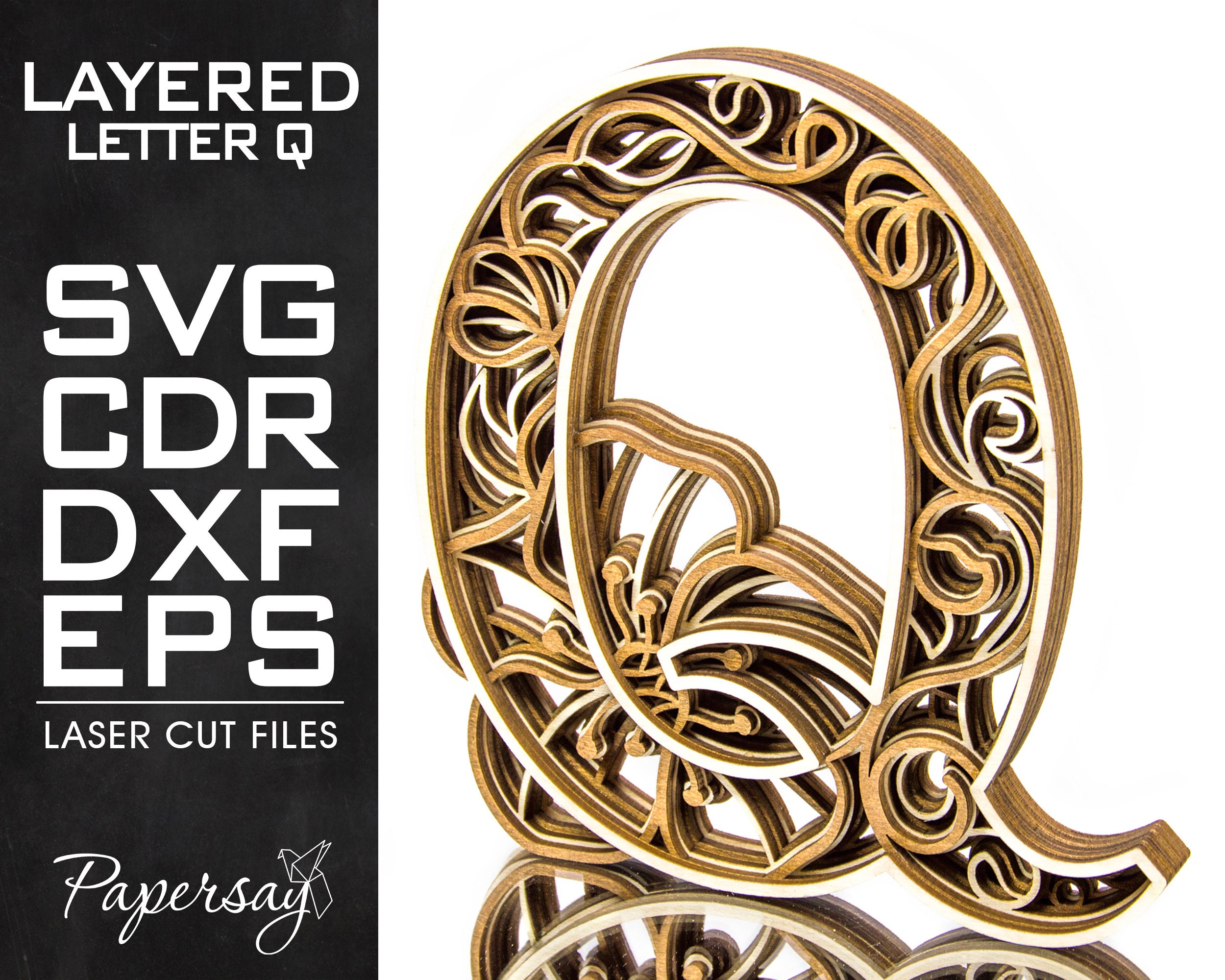 Layered Letter Q Monogram Q SVG EPS DXF Cdr Multilayered - Etsy UK