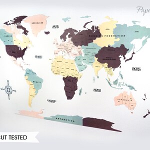 Map of the World File for Cricut, Countries With Capitals, SVG, EPS ...
