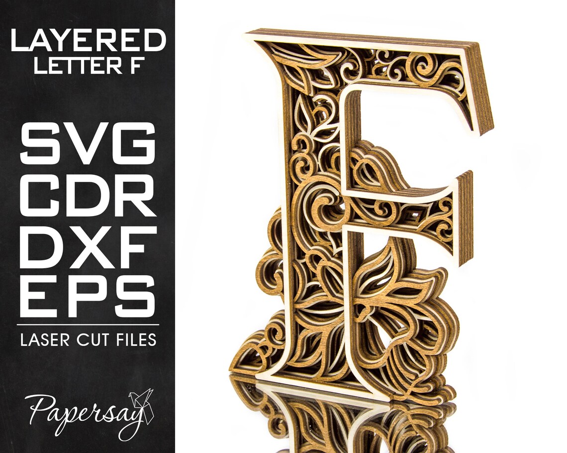 Layered Letter F Monogram F SVG EPS DXF Cdr Multilayered - Etsy