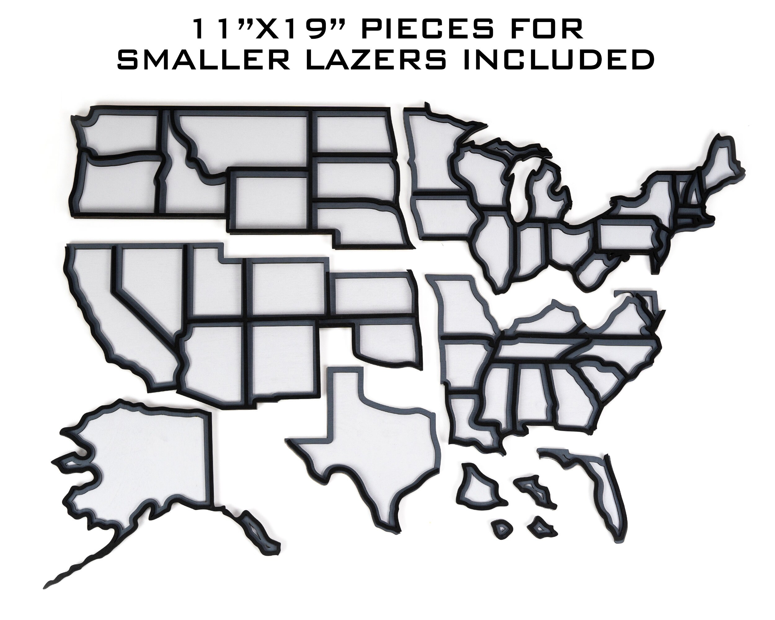 Map of USA Contour Laser Cut File 3 Layers SVG EPS Dxf - Etsy