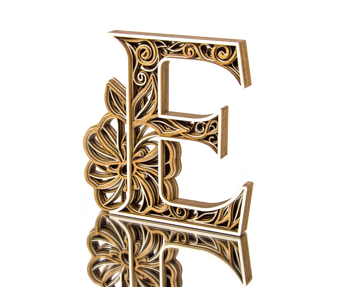 Layered Letter E Monogram E SVG EPS DXF Cdr Multilayered - Etsy
