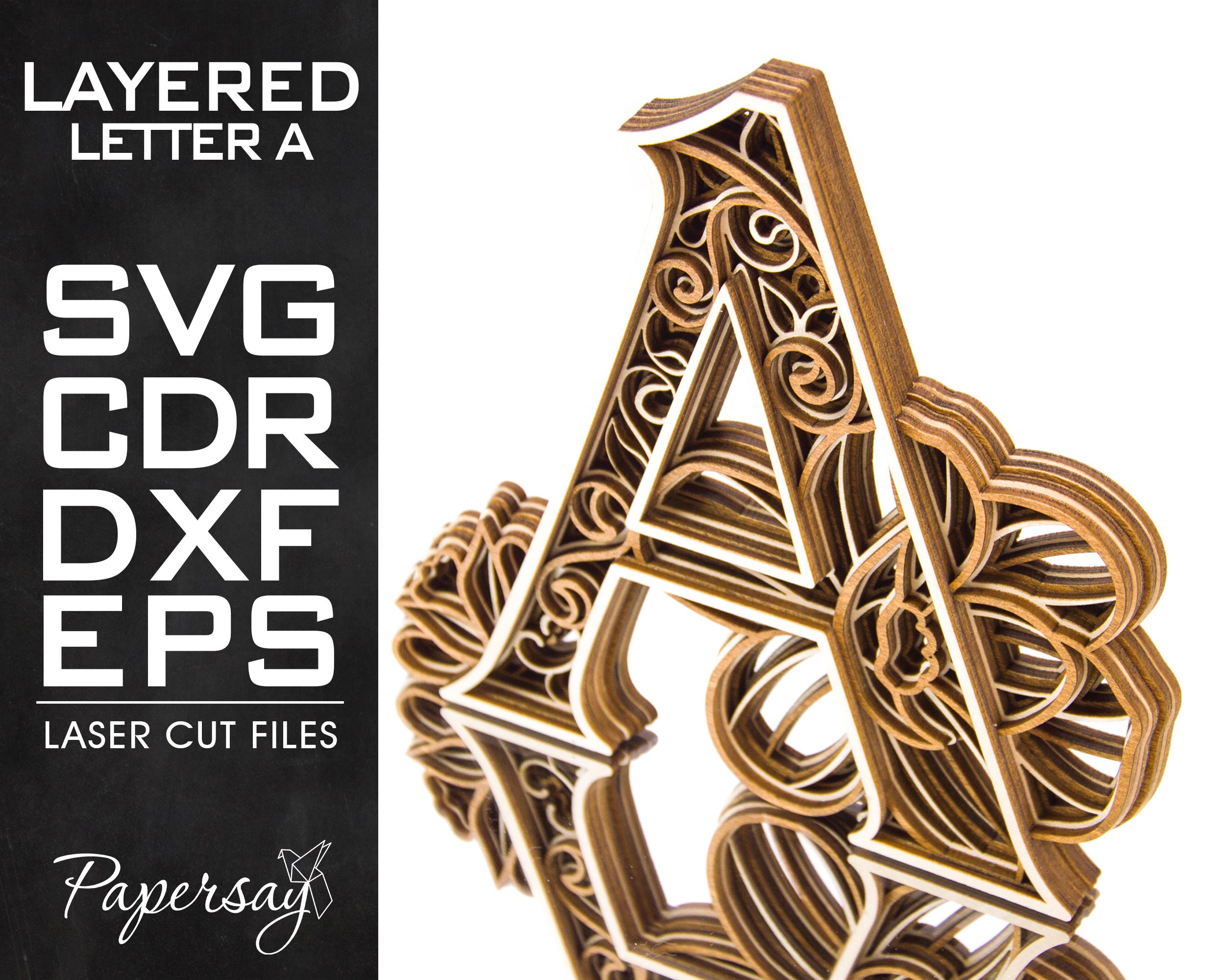 Layered Letter A Monogram A SVG EPS DXF Cdr Multilayered - Etsy Canada