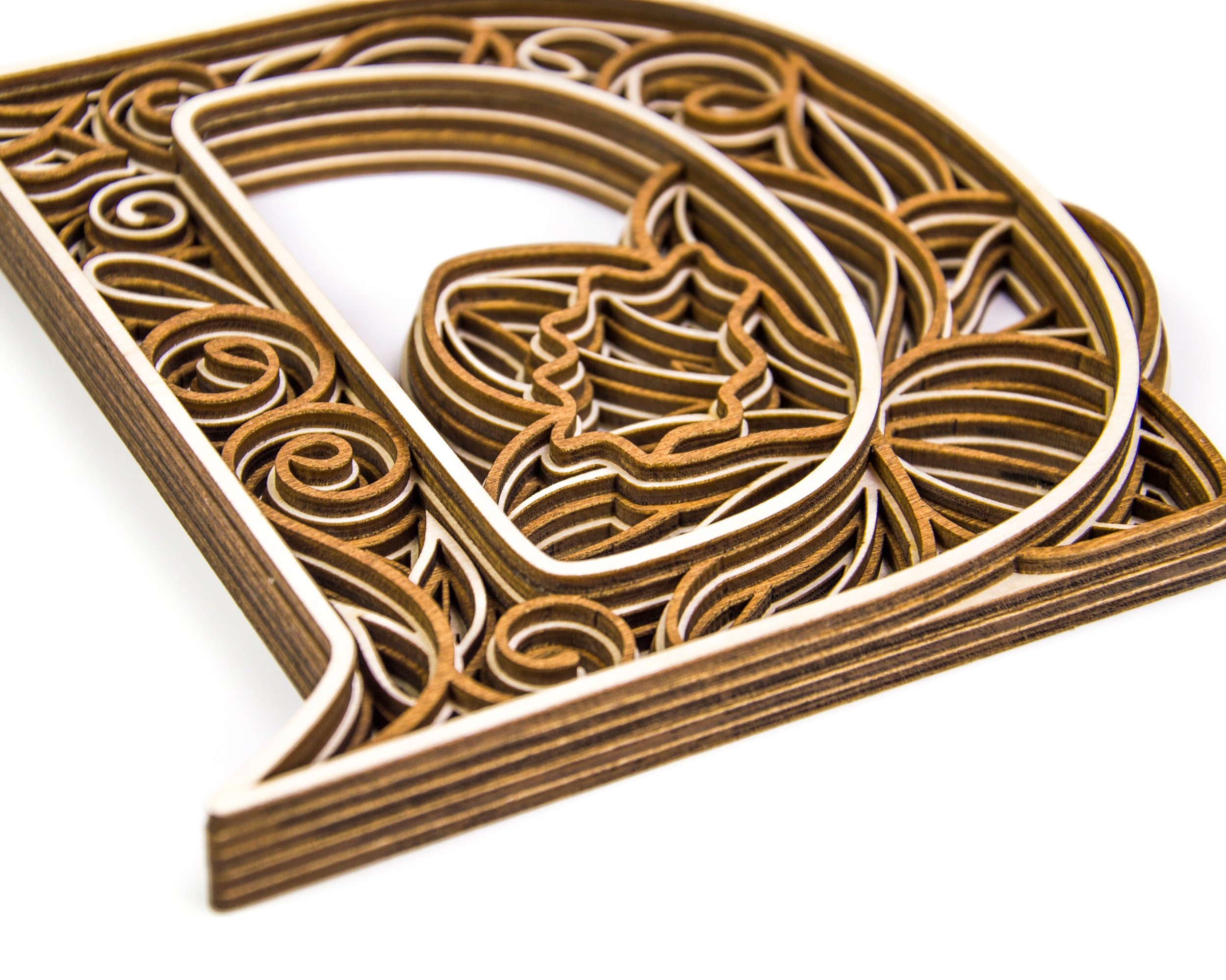 Layered Letter D Monogram D SVG EPS DXF Cdr Multilayered - Etsy