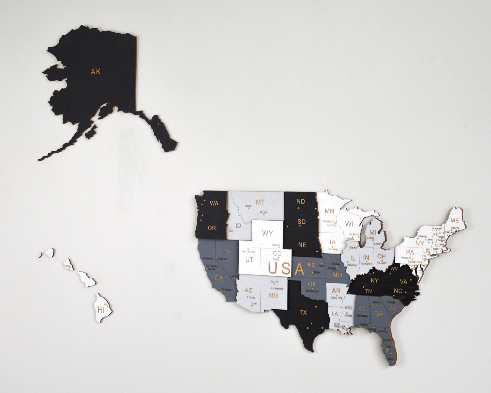 Map of USA 3D, Laser Cut File, SVG, EPS, Dxf, Cdr, Pdf, Multilayered ...
