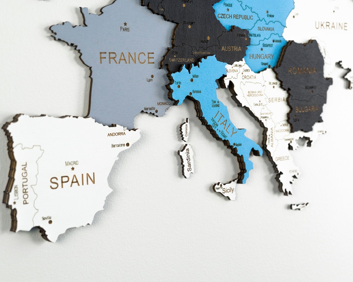 Map of Europe 3D Laser Cut File SVG EPS DXF Cdr Pdf - Etsy