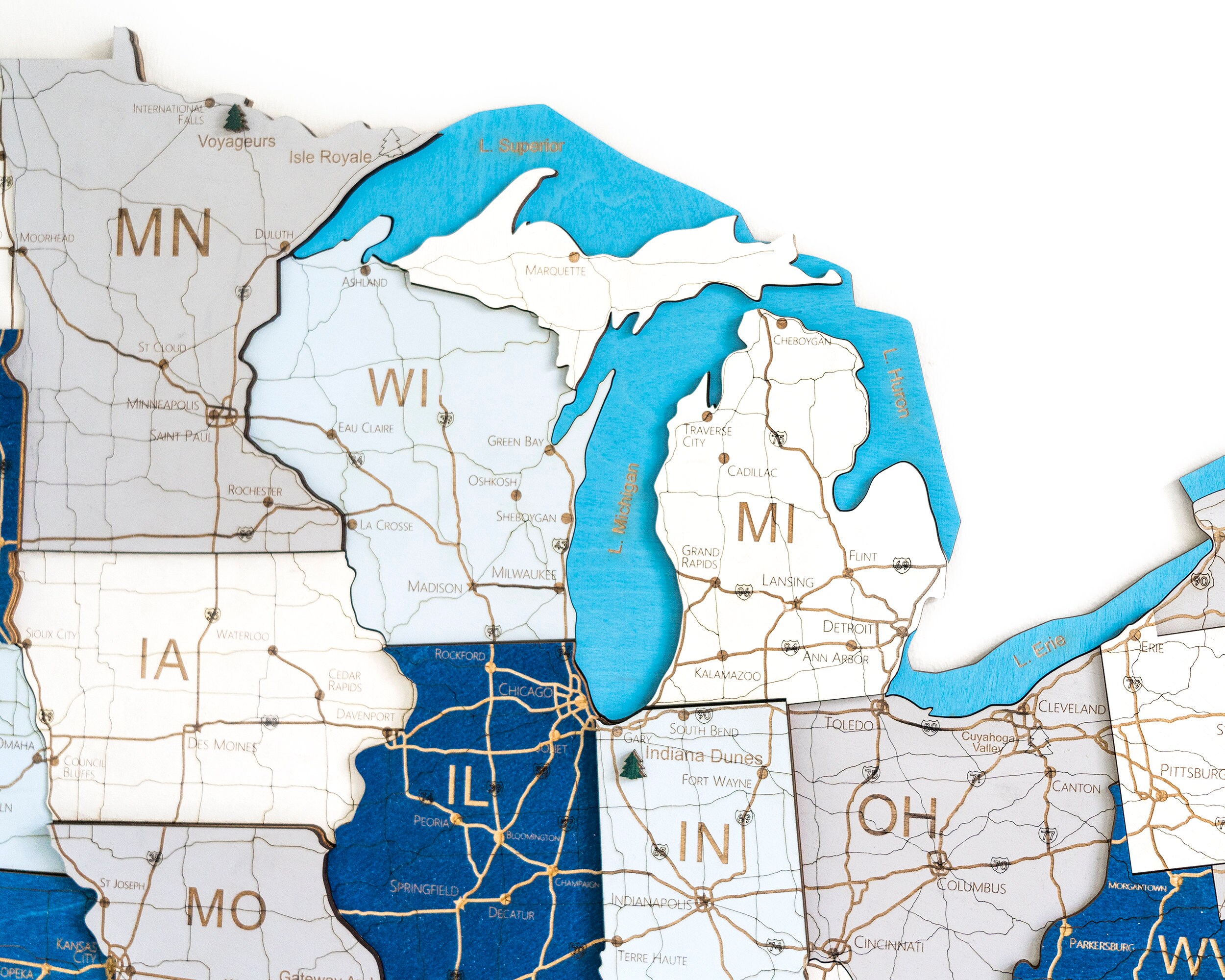 Map of USA With National Parks Cities and Roads, Laser Cut File, SVG ...