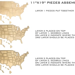 Map of USA Contour, Laser Cut File, 3 Layers, SVG, EPS, Dxf, Cdr, Pdf ...