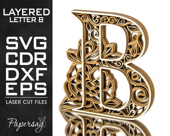 Layered Letter B Monogram B SVG EPS DXF Cdr Multilayered | Etsy