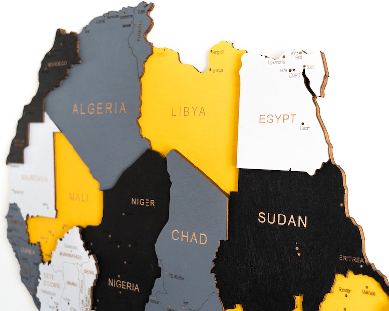 Map of Africa 3D, Laser Cut File, SVG, EPS, Dxf, Cdr, Pdf, Multilayered ...