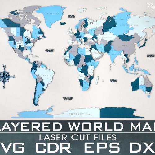Digital File World Map Wall Art for Glowforge Laser Cutter - Etsy