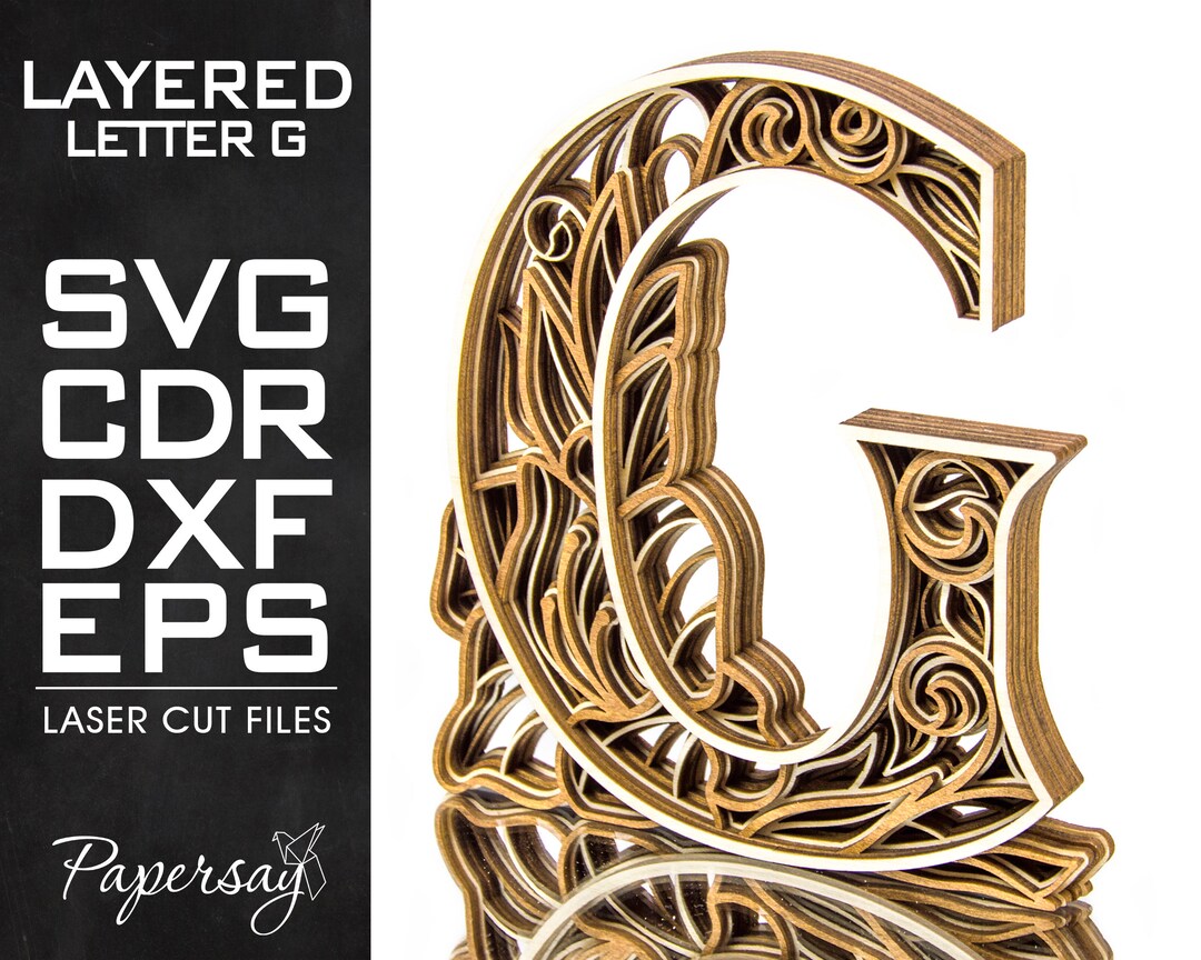 Layered Letter G, Monogram G, SVG, EPS, DXF, Cdr, Multilayered Floral ...