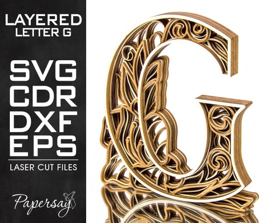 Layered Letter G Monogram G SVG EPS DXF Cdr Multilayered - Etsy