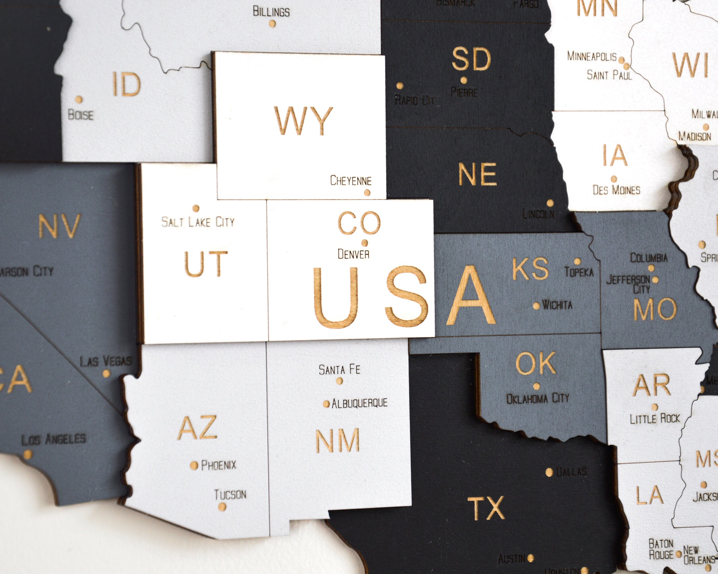 Map of USA 3D Laser Cut File SVG EPS Dxf Cdr Pdf - Etsy