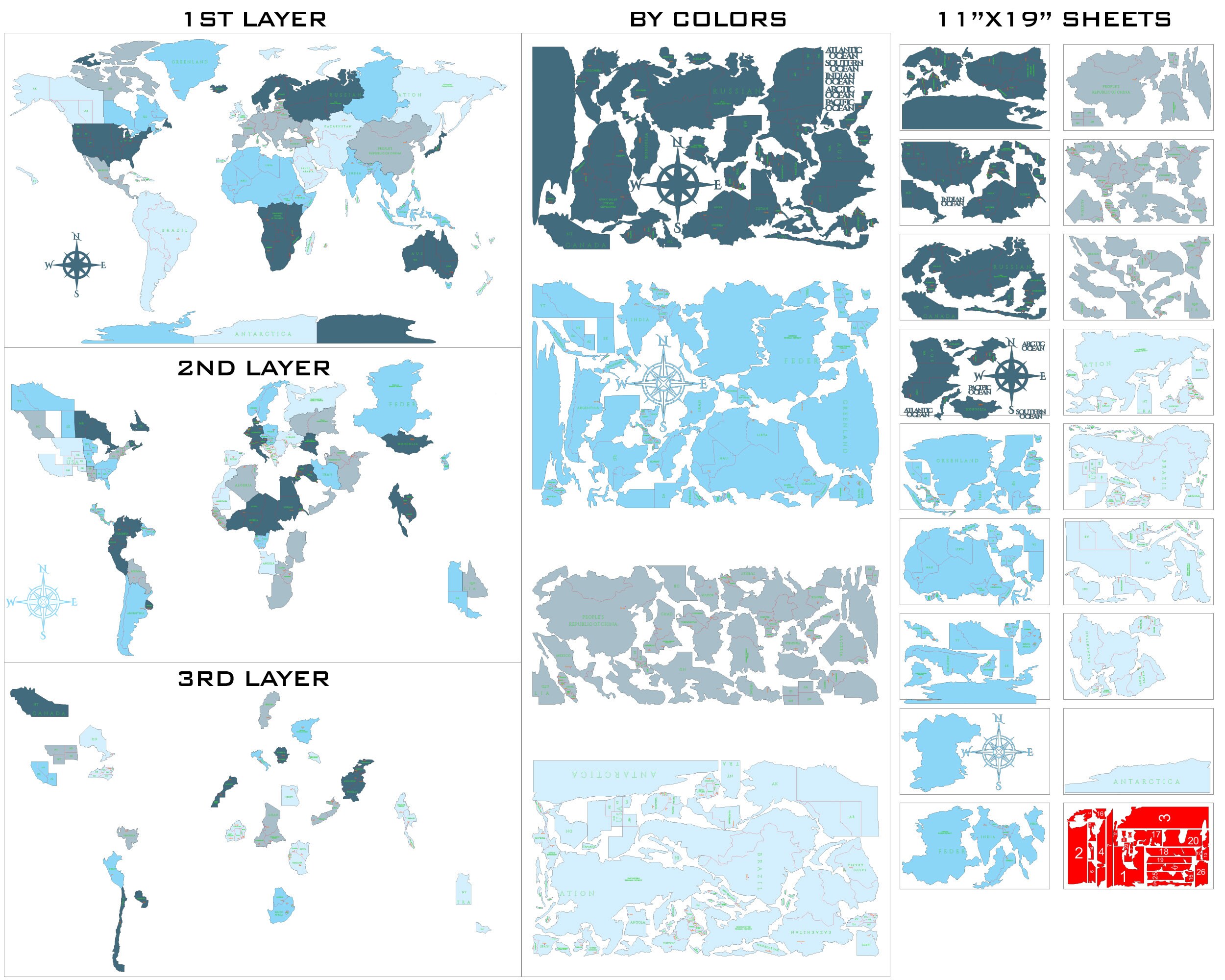 Map of the World 3D Laser Cut File SVG EPS DXF Cdr Pdf - Etsy UK