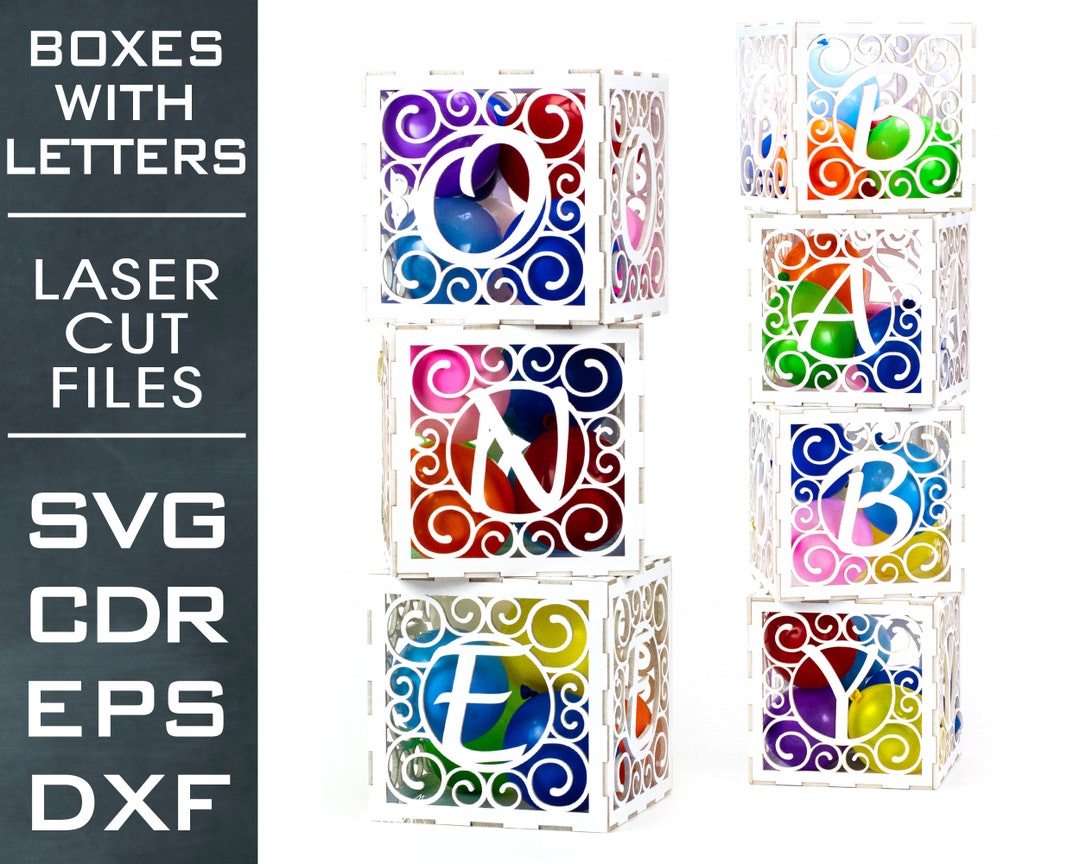 Boxes With Letters and Numbers, Laser Cut File, SVG, EPS, DXF, Cdr, Pdf ...