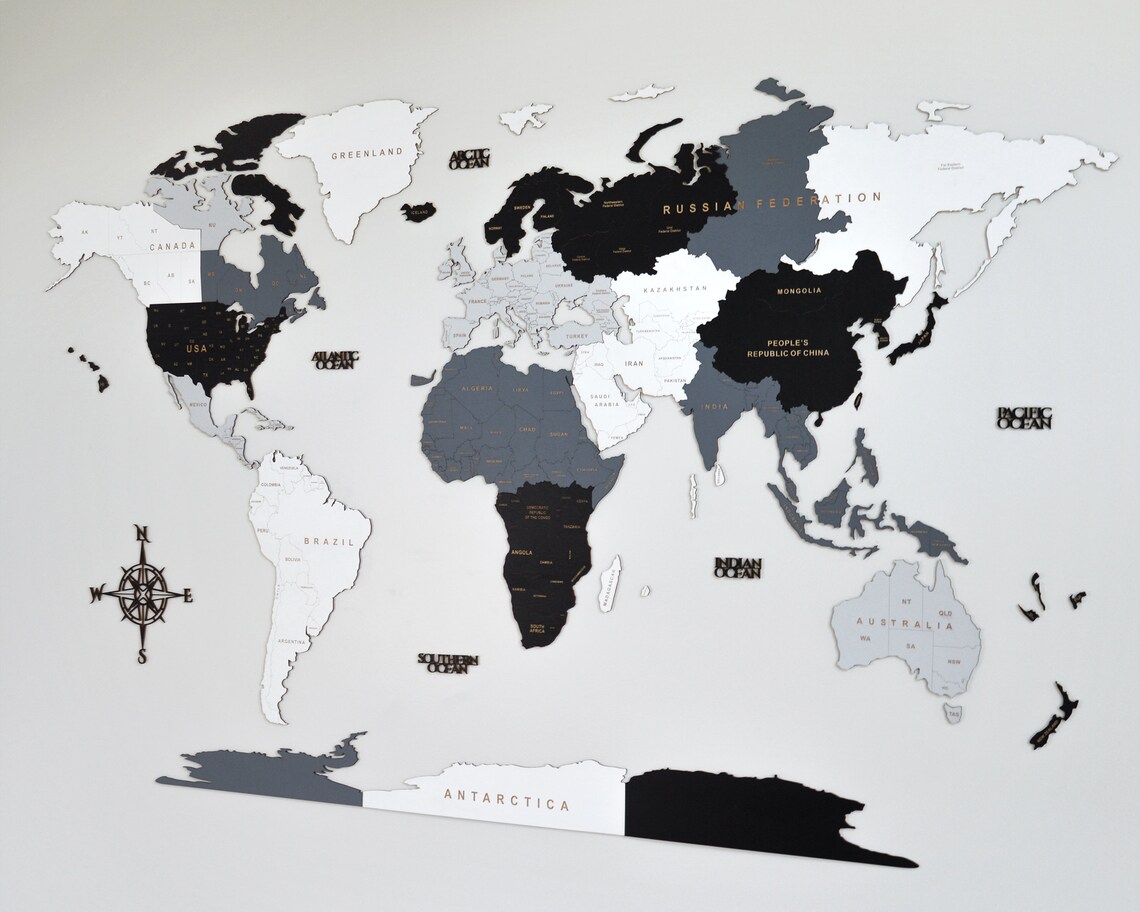 Mapa del mundo archivo de corte láser SVG EPS DXF cdr - Etsy España