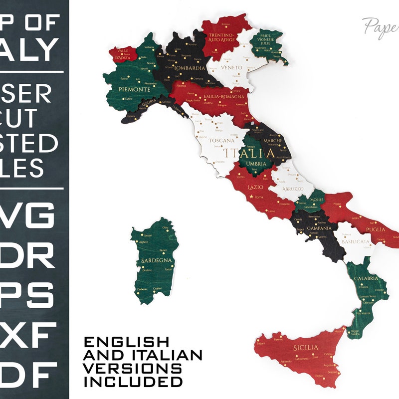 Italy Map - Etsy