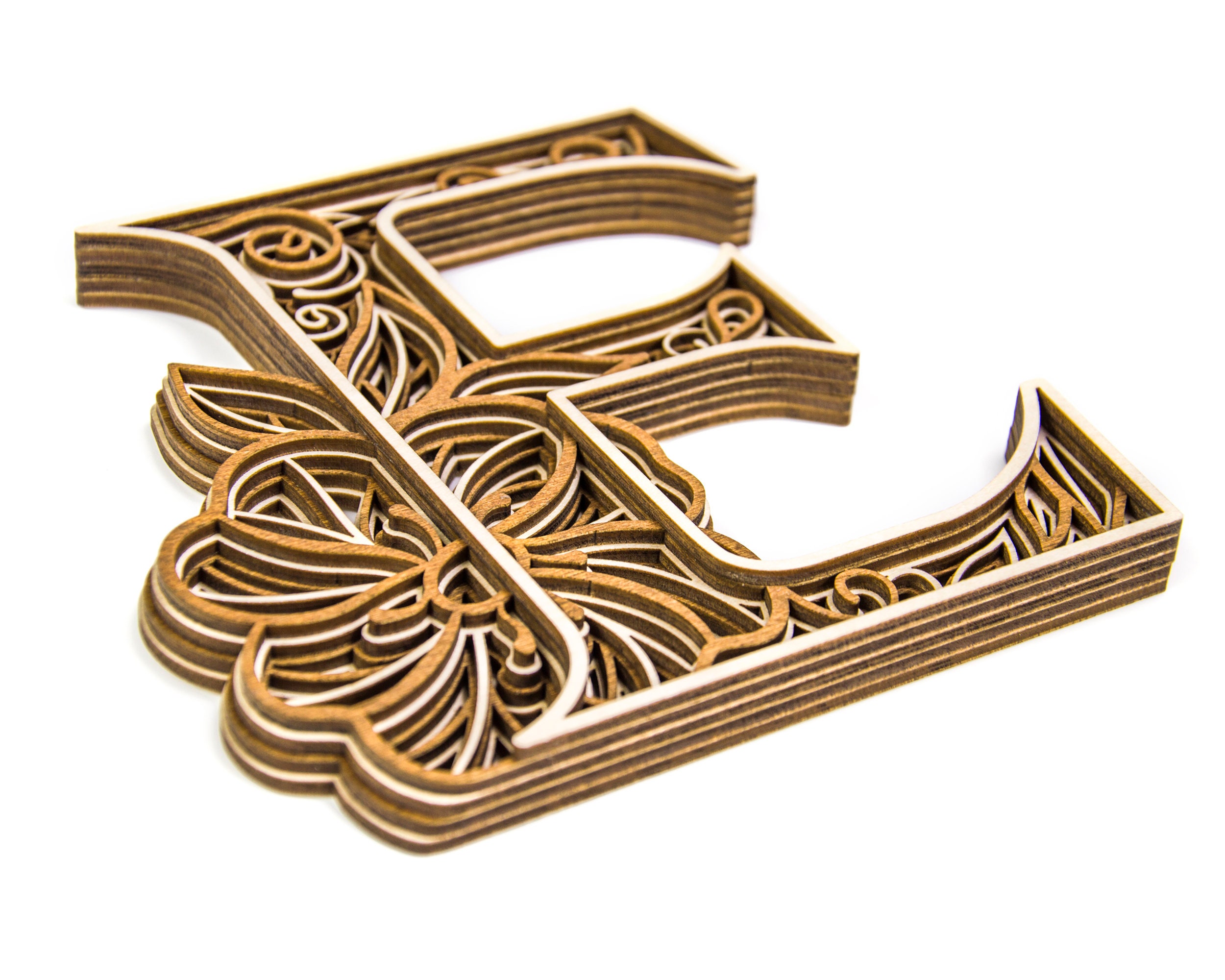 Layered Letter E Monogram E SVG EPS DXF Cdr Multilayered - Etsy