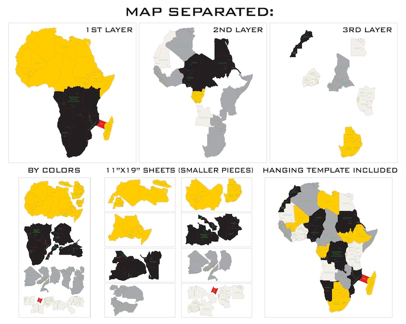 Map of Africa 3D Laser Cut File SVG EPS Dxf Cdr Pdf - Etsy Canada