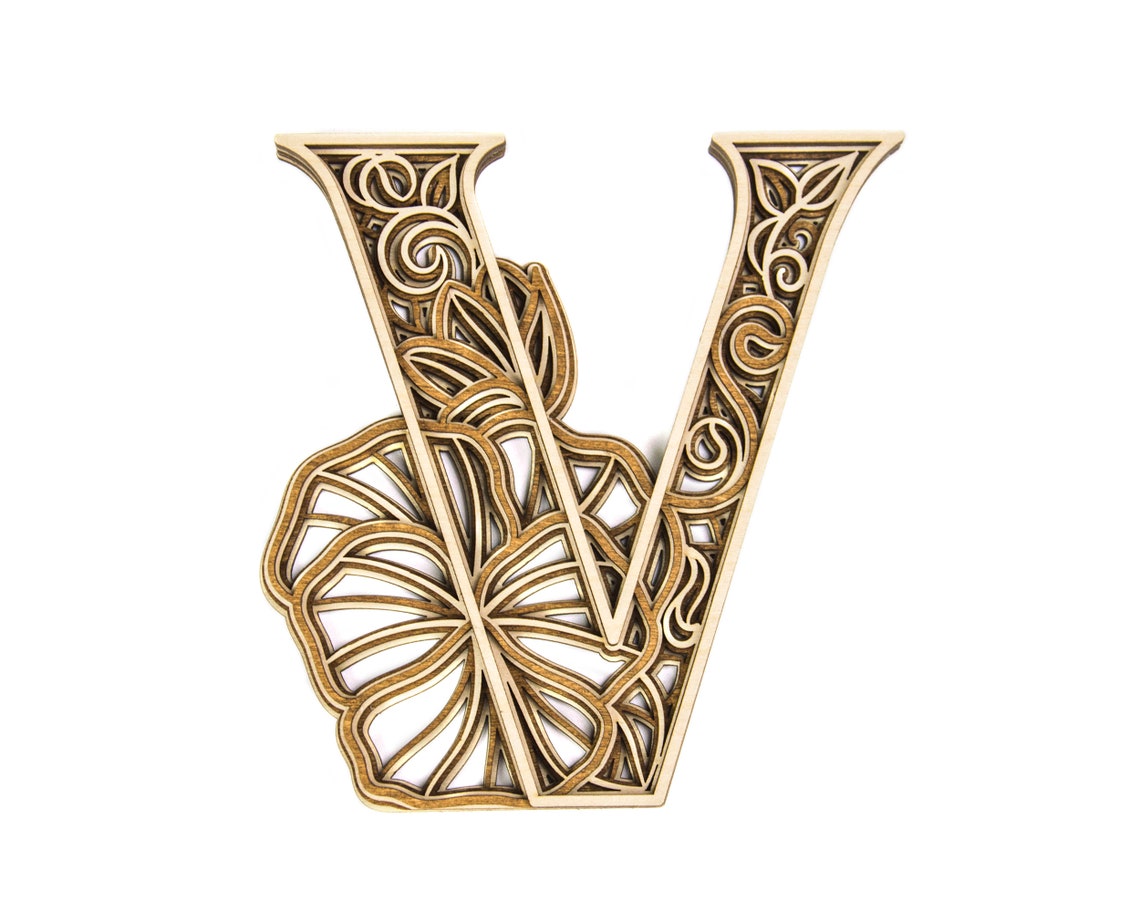 Layered Letter V Monogram V SVG EPS DXF Cdr Multilayered - Etsy