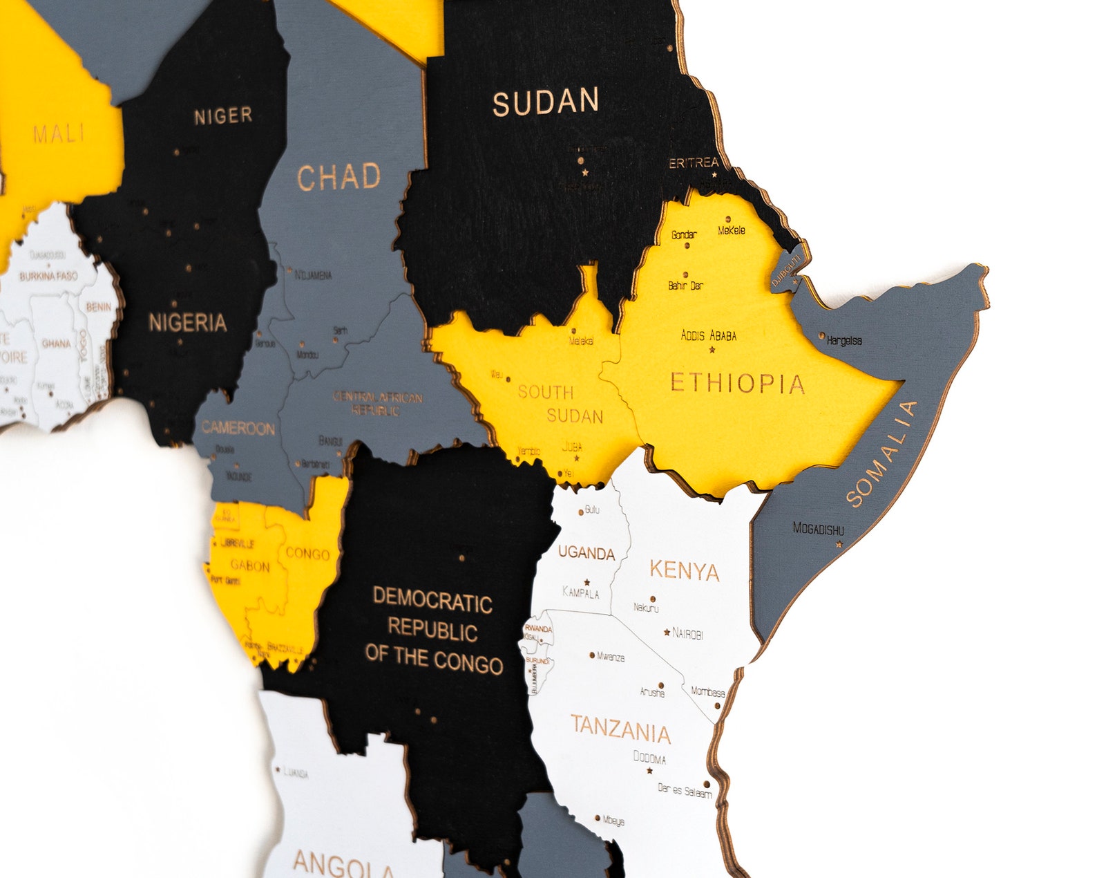 Map of Africa 3D, Laser Cut File, SVG, EPS, Dxf, Cdr, Pdf, Multilayered ...