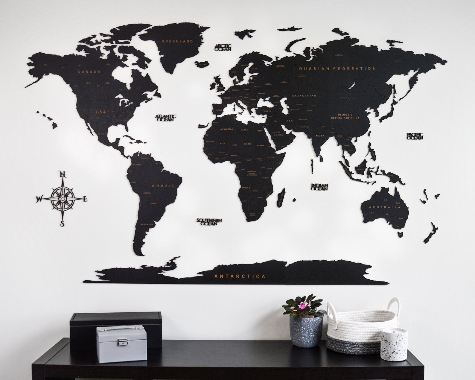 Mapa del mundo archivo de corte láser SVG EPS DXF cdr - Etsy España