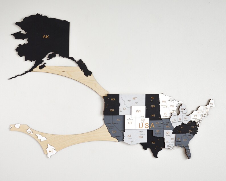 Map of USA 3D, Laser Cut File, SVG, EPS, Dxf, Cdr, Pdf, Multilayered ...