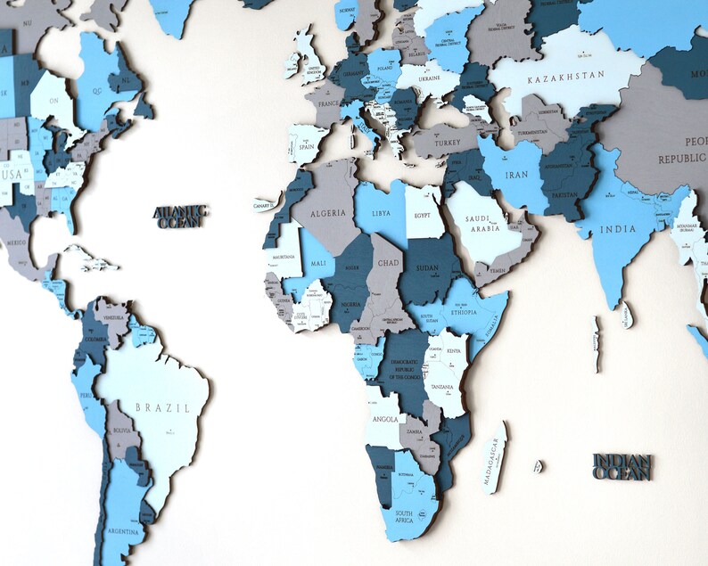 Map of the World 3D Laser Cut File SVG EPS DXF Cdr Pdf - Etsy UK
