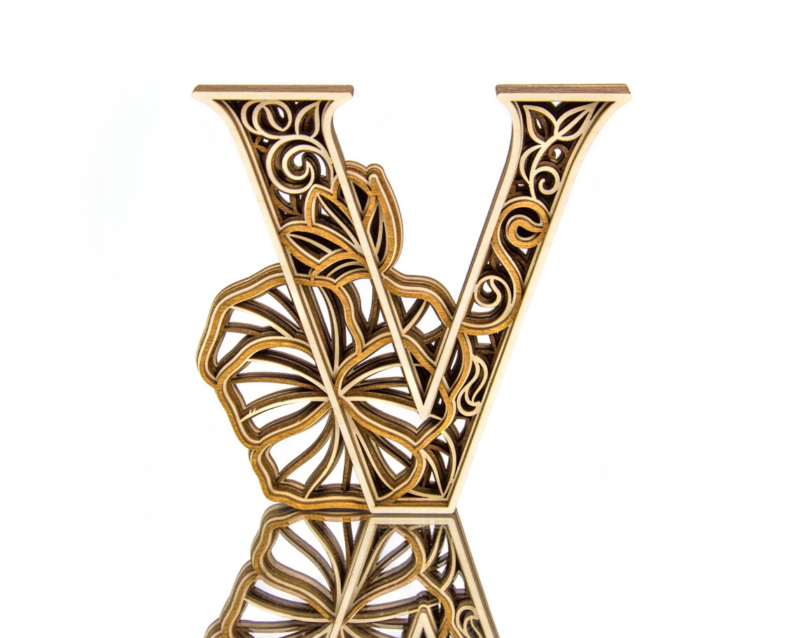 Layered Letter V Monogram V SVG EPS DXF Cdr Multilayered - Etsy